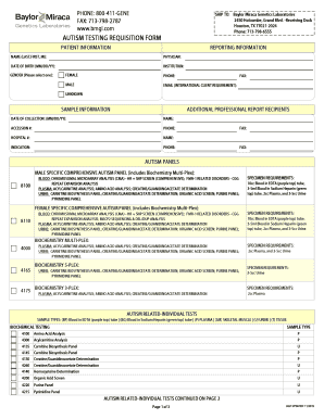 Fillable Online Autism Testing Requisition Autism Testing Requisition ...