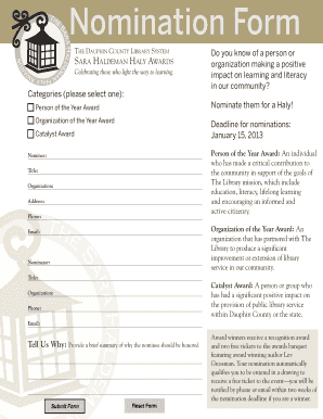 Fillable Online dcls Nomination Form - DCLS Fax Email Print - pdfFiller