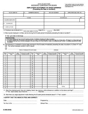 Fillable Online EMPLOYER'S STATEMENT OF WAGE EARNINGS Fax Email Print ...