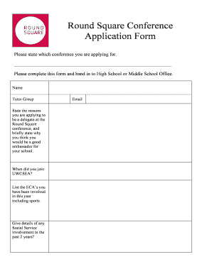 Fillable Online Round Square Conference Application Form - UWCSEA Fax ...