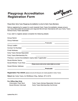 Fillable Online early-years Playgroup Accreditation Registration Form2 ...