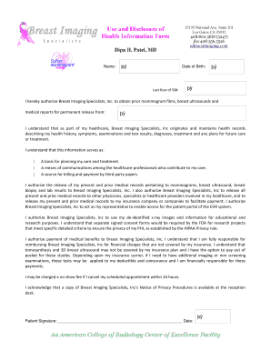 Fillable Online Use and Disclosure of Health Information Form Fax Email ...