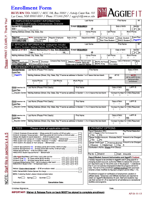 Fillable Online recsports nmsu Aggiefit enrollment and waiver - NMSU ...