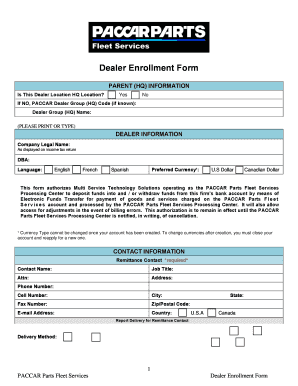 Fillable Online Dealer Enrollment Form - Multi Service Bill Plus Fax ...