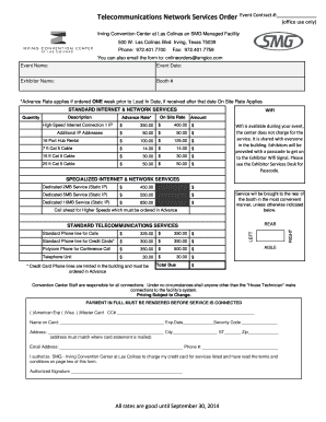Fillable Online Telecom Internet Order Form 2013-2014xlsx Fax Email ...