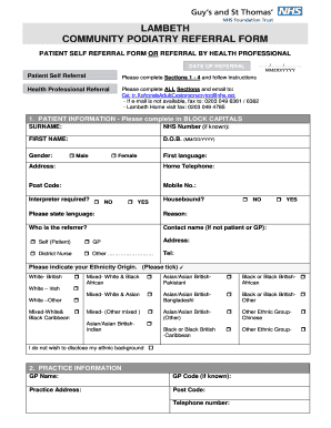Podiatrist Referral Form - Fill Online, Printable, Fillable, Blank ...