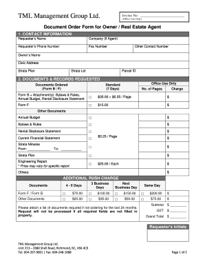 Fillable Online tmlgroup Invoice No: (Office Use Only) Document Order ...