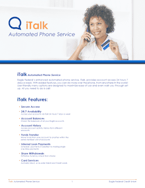 Fillable Online iTalk Automated Phone Service Fax Email Print - pdfFiller