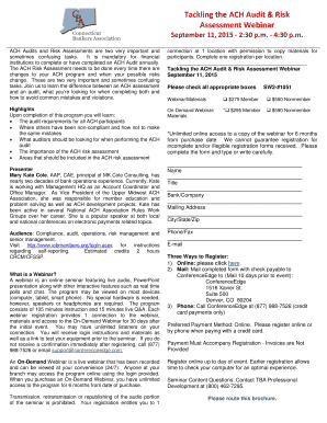 Fillable Online Tackling the ACH Audit Risk Assessment Webinar Fax ...