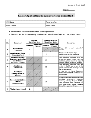 Fillable Online jica go List of Application Forms to be submitted ...