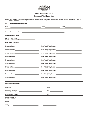 Fillable Online elon Department Title Change Form Fax Email Print ...