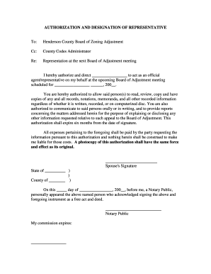 Fillable Online AUTHORIZATION AND DESIGNATION OF REPRESENTATIVEdoc Fax ...