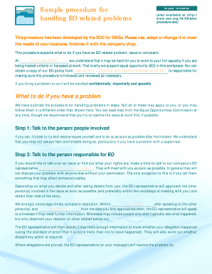 Fillable Online eoc org Sample procedure for handling EO related ...