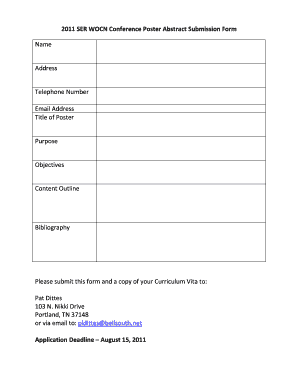 Fillable Online serwocn 2011 SER WOCN Conference Poster Abstract ...