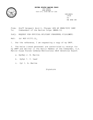 Fillable Online UNITED STATES MARINE CORPS YOUR HEADER YOUR ADDRESS ...