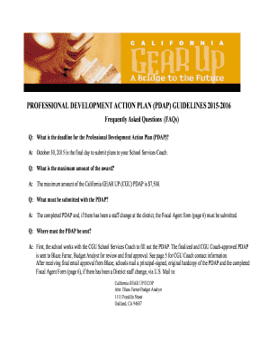 Fillable Online PROFESSIONAL DEVELOPMENT ACTION PLAN PDAP GUIDELINES ...