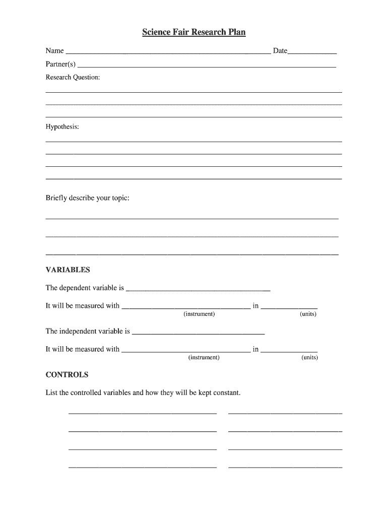 Fillable Online wesleyacademy Science Fair Research Plan - Wesley ...