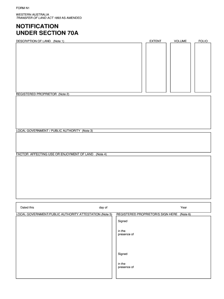 Fillable Online york wa gov TRANSFER OF LAND ACT 1893 NOTIFICATION ...