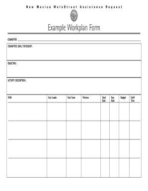 Fillable Online nmmainstreet Example Workplan Form - nmmainstreetorg ...