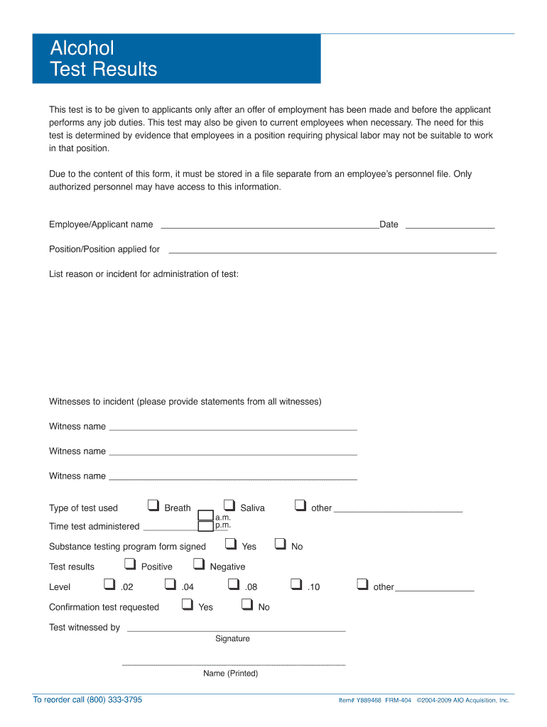 Fillable Online Alcohol Test Results - Personnel Concepts Fax Email ...