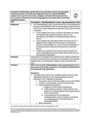 Fillable Online swrwoundcareprogram Lower Leg Assessment Form Procedure ...