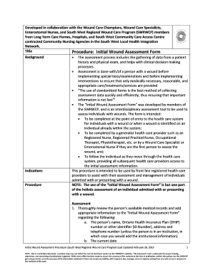 Fillable Online swrwoundcareprogram Procedure Initial Wound Assessment ...