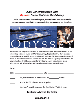 Fillable Online Optional Dinner Cruise on the Odyssey Fax Email Print ...