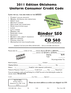 Fillable Online 2011 Edition Oklahoma Uniform Consumer Credit Code Fax ...