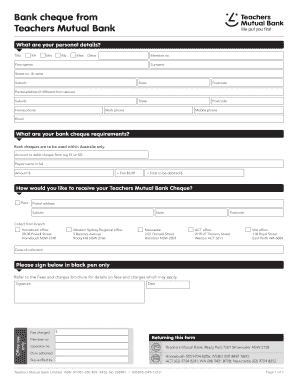 Fillable Online Bank cheque from Teachers Mutual Bank Fax Email Print ...