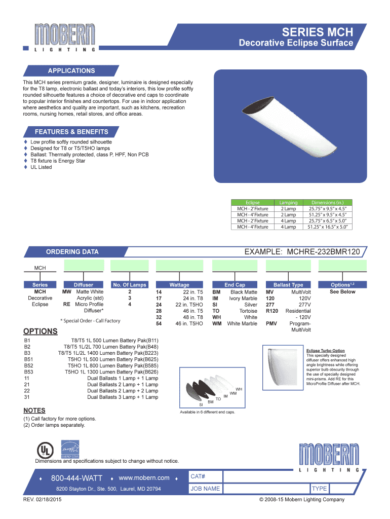 Fillable Online SERIES MCH Decorative Eclipse Surface - Mobern Lighting ...