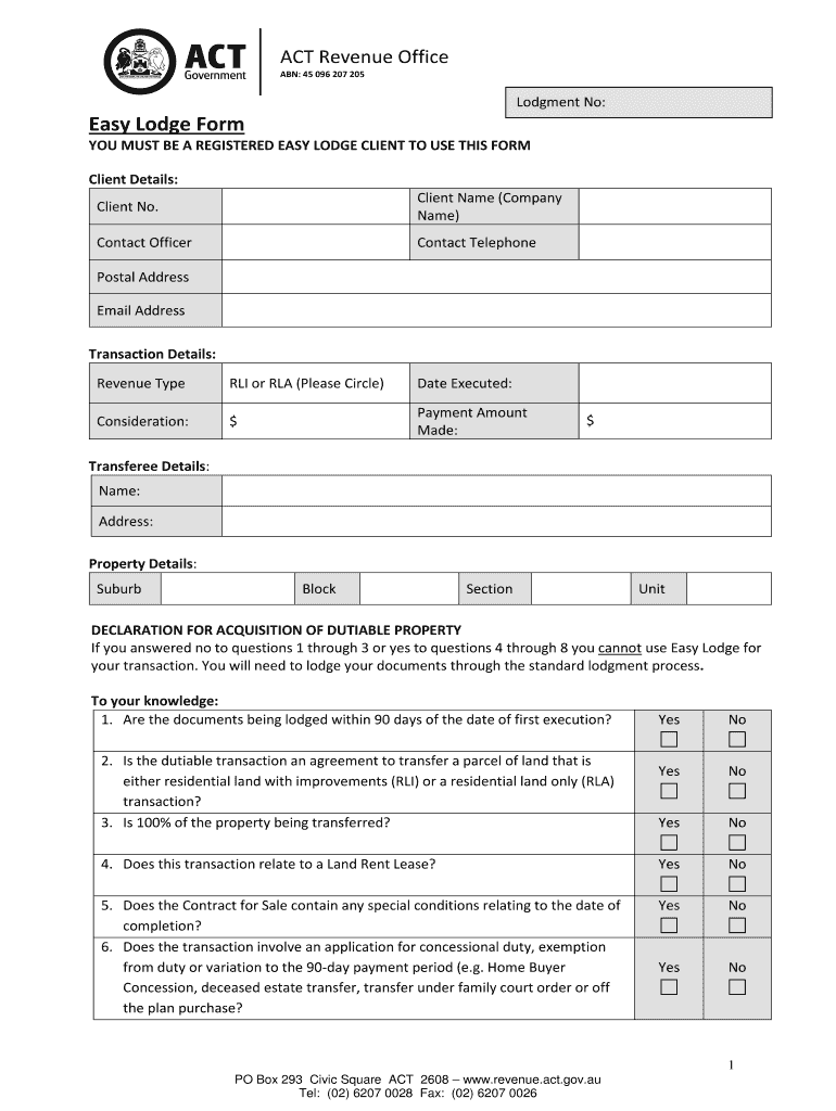 Fillable Online New Easy Lodge Form New Easy Lodge Form Fax Email Print ...