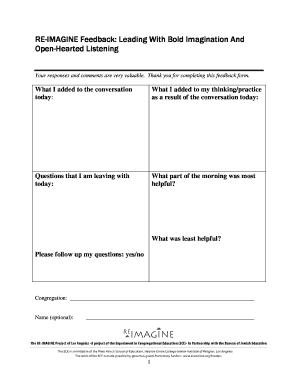 Fillable Online RERE-IMAGINE Feedback: Fax Email Print - pdfFiller