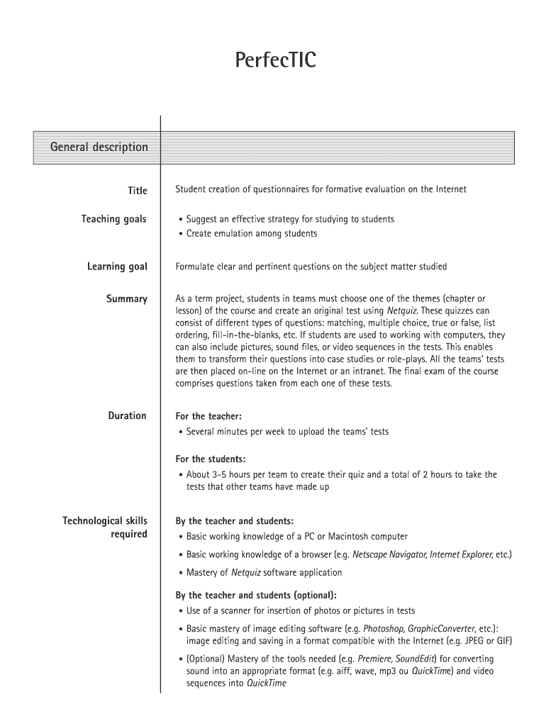 Fillable Online perfectic ccdmd qc Teaching goals - perfectic ccdmd qc ...