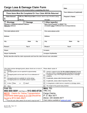 Fillable Online Cargo Loss amp Damage Claim bFormb - PartnerShip Fax ...