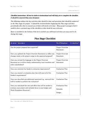 Fillable Online Plan Stage Checklist Fax Email Print - pdfFiller