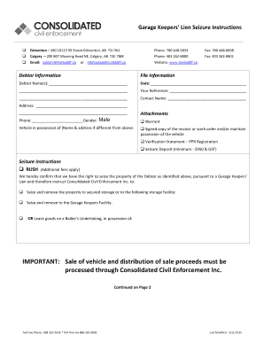 Fillable Online ccebailiff Garage Keepers Lien Seizure Fax Email Print ...