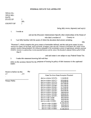 Fillable Online FEDERAL ESTATE TAX AFFIDAVIT - Spano Abstract Fax Email ...