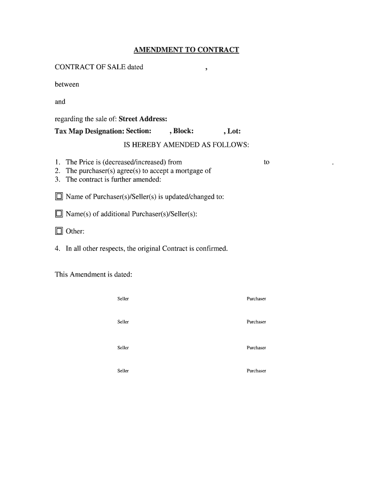 Fillable Online AMENDMENT TO CONTRACT - Spano Abstract Fax Email Print ...
