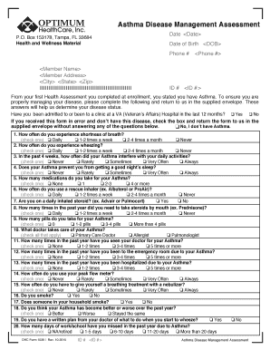 Fillable Online Asthma Disease Management Assessment P Fax Email Print ...