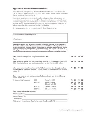 Fillable Online Appendix 4 Manufacturer Declarations - Ecolabel Fax Email Print - pdfFiller