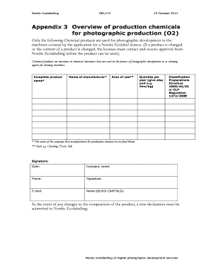 Fillable Online Appendix 3 Overview of production chemicals for Fax ...