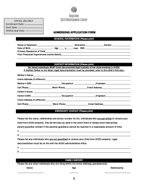 Fillable Online Withdrawal Date ADMISSIONS APPLICATION FORM Fax Email Print - pdfFiller