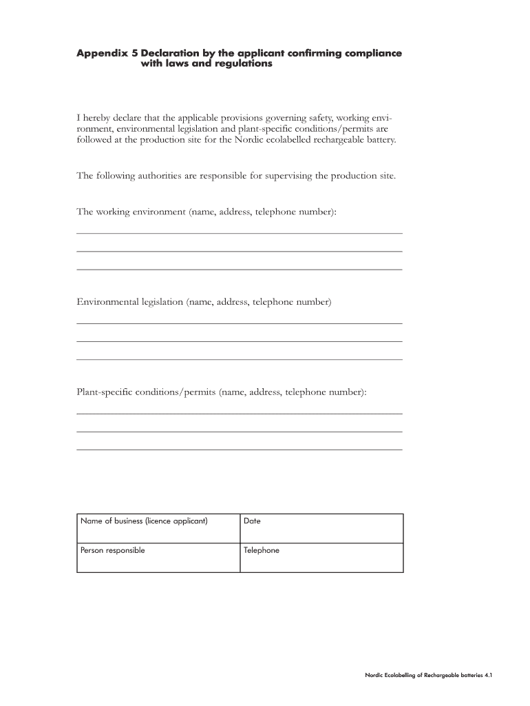 Fillable Online Appendix 5 Declaration by the applicant confirming Fax ...