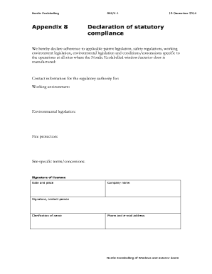 Fillable Online Appendix 8 Declaration of statutory compliance ...