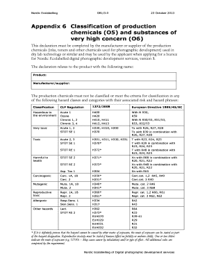 Fillable Online Appendix 6 Classification of production chemicals O5 ...