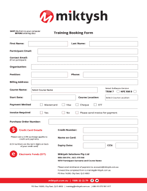 Fillable Online BEFORE entering data Training Booking Form Fax Email ...