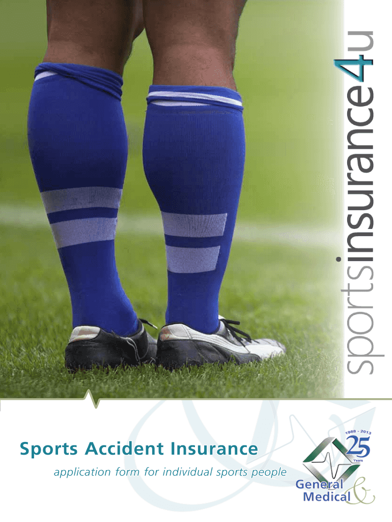 Fillable Online Sports Accident Insurance Application for Sports People ...