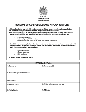 Fillable Online RENEWAL OF A DRIVERS LICENCE APPLICATION FORM Fax Email ...