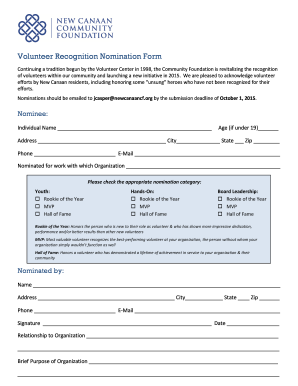 Fillable Online newcanaancf Volunteer Recognition Nomination Form - newcanaancforg Fax Email ...