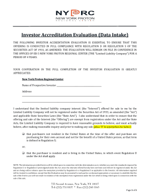 Fillable Online Investor Accreditation Evaluation Data Intake Fax Email ...